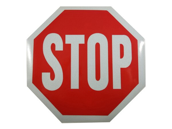DECAL, STOP SIGN, RED/SILVER 9" x 9", FOR IC - DECS-IC