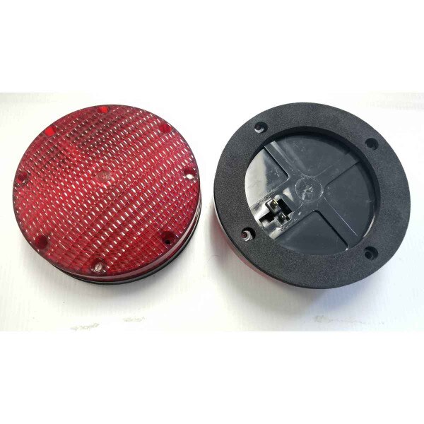 LAMP, 7" STOP/TAIL/TURN BRAKE, ROUND, RED ROUGH LENS, BAADER BROWN ...