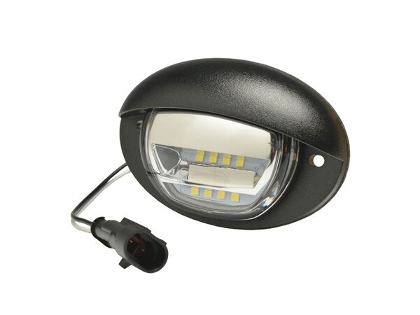 4" LED CURB/ENTRY LIGHT BLACK HOOD, 2 MOUNT HOLES OVAL W/OEM IC PLUG ...