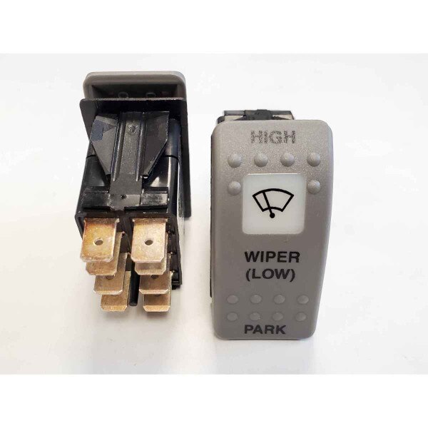 SWITCH, ROCKER, "HIGH WIPER (LOW) PARK" STRAIGHT GRAY 8 TERM - TH5200-6602